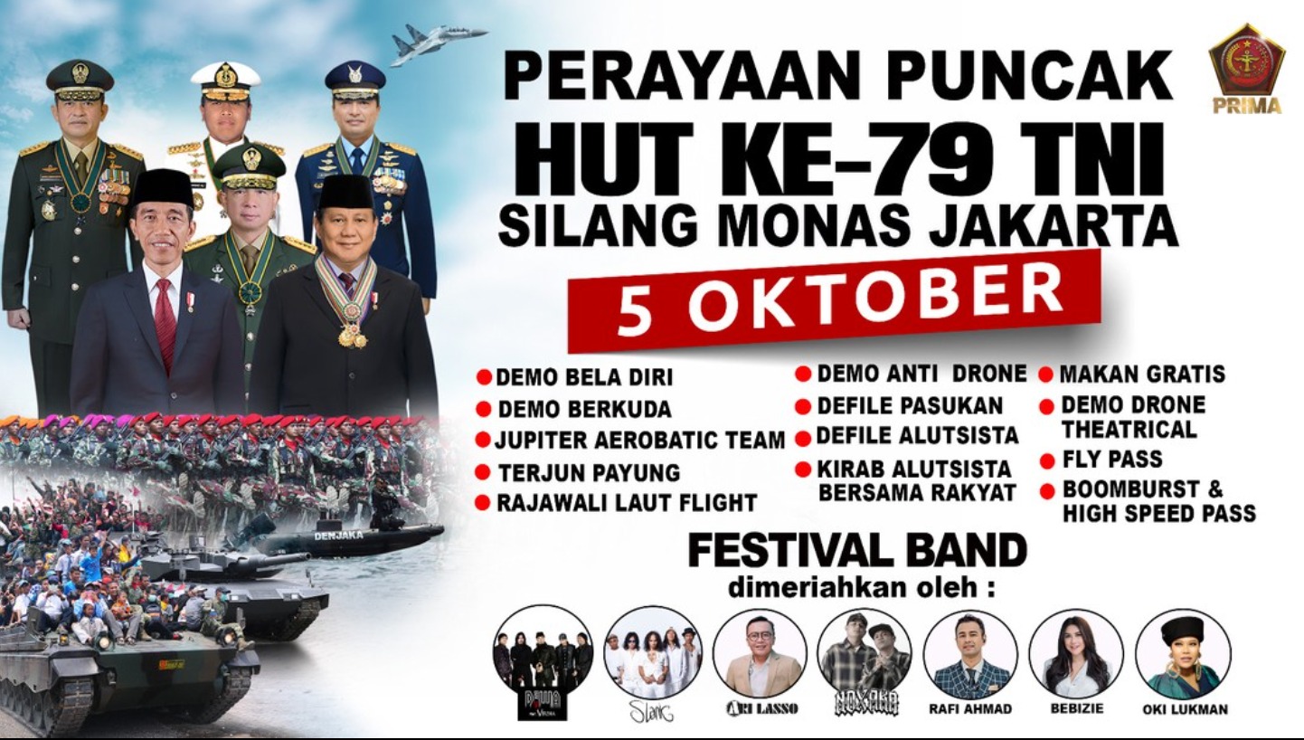 HUT ke-79 TNI di Monas akan Suguhkan Hiburan Kolosal dan Teknologi Canggih hingga Konser Dewa 19 ...