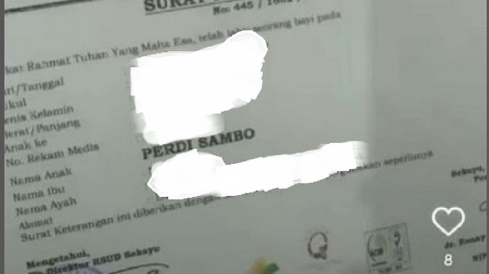 Bayi Baru Lahir Dinamai Perdi Sambo, Ortu Kepingin Anaknya jadi ...